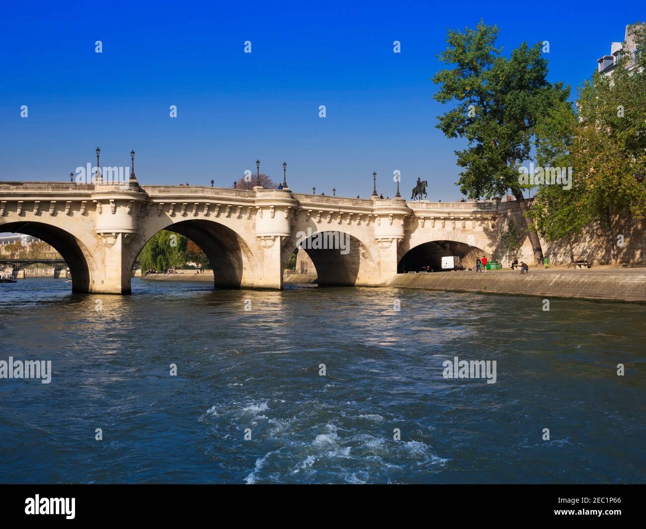Pont Neuf over the Seine River, Paris. The "new Bridge" is the oldest ...