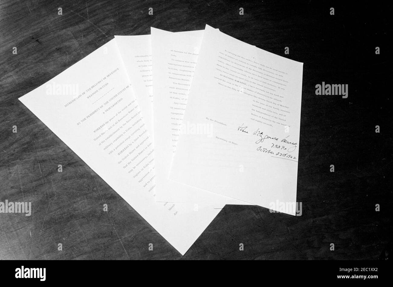 Proclamation signing, Interdiction of the Delivery of Offensive Weapons ...