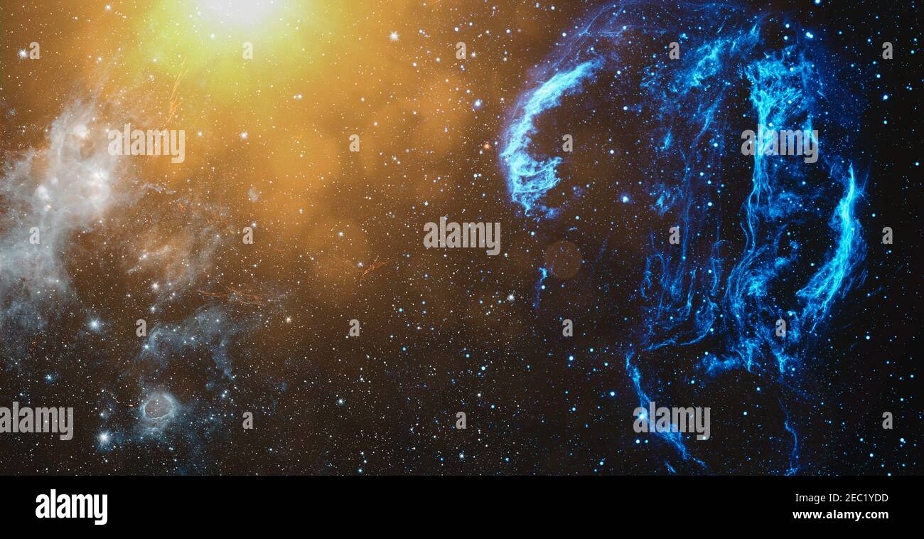 Chaotic space background. Planets, stars and galaxies in outer space ...