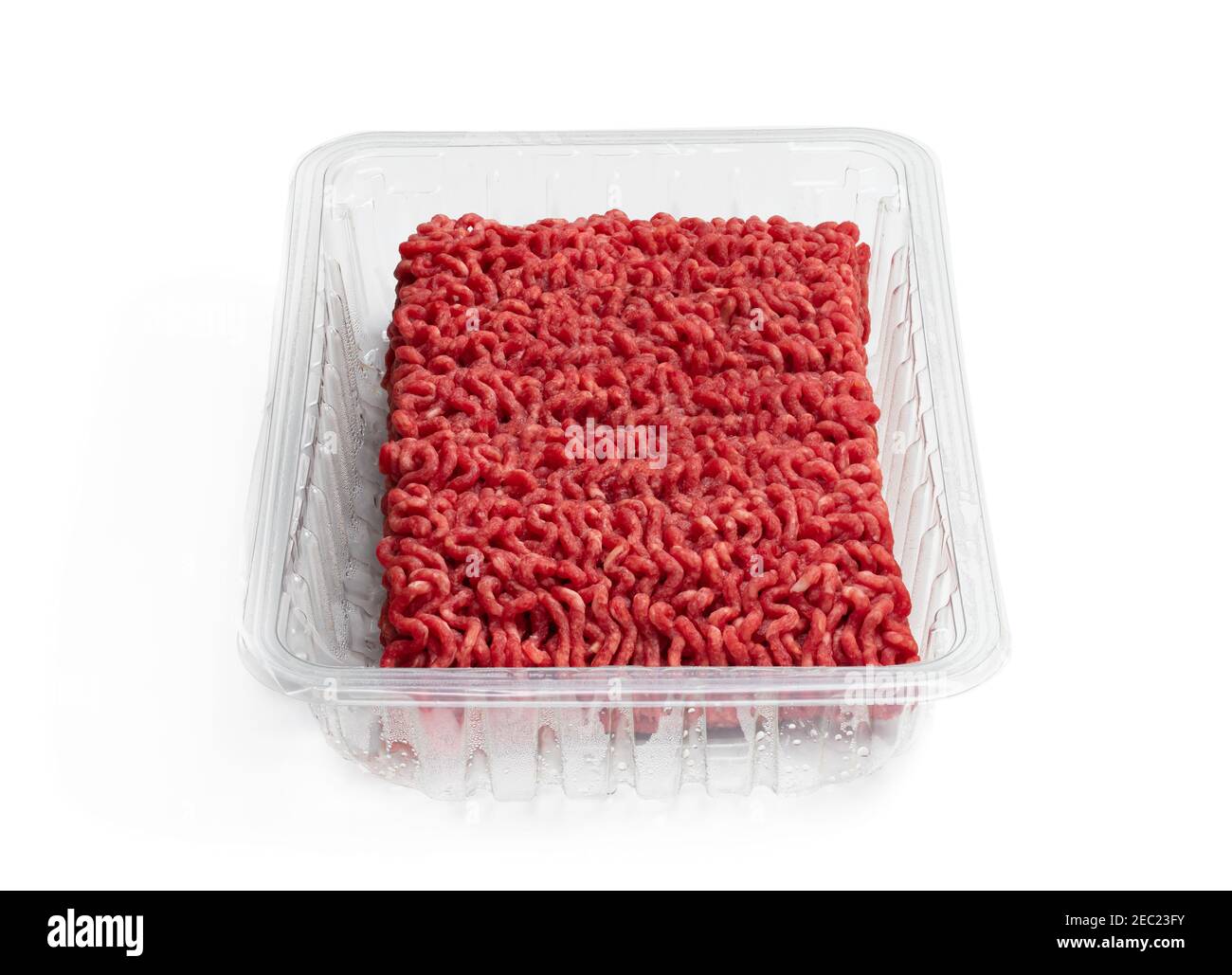 Raw minced beef in plastic pack isolated on white Stock Photo - Alamy