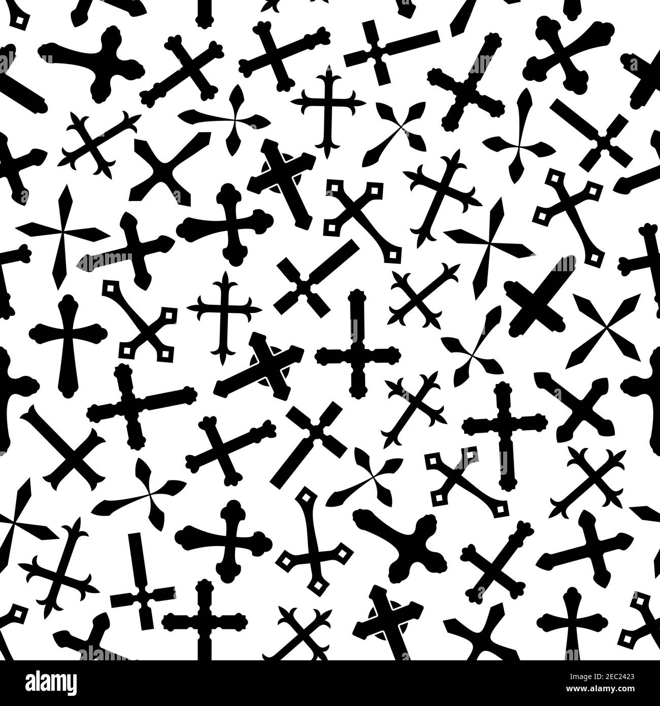 Black and white seamless crucifixes pattern for christianity religion ...