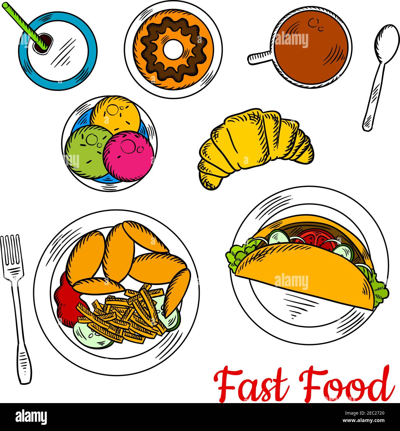 Tasty taco french fries Stock Vector Images - Alamy