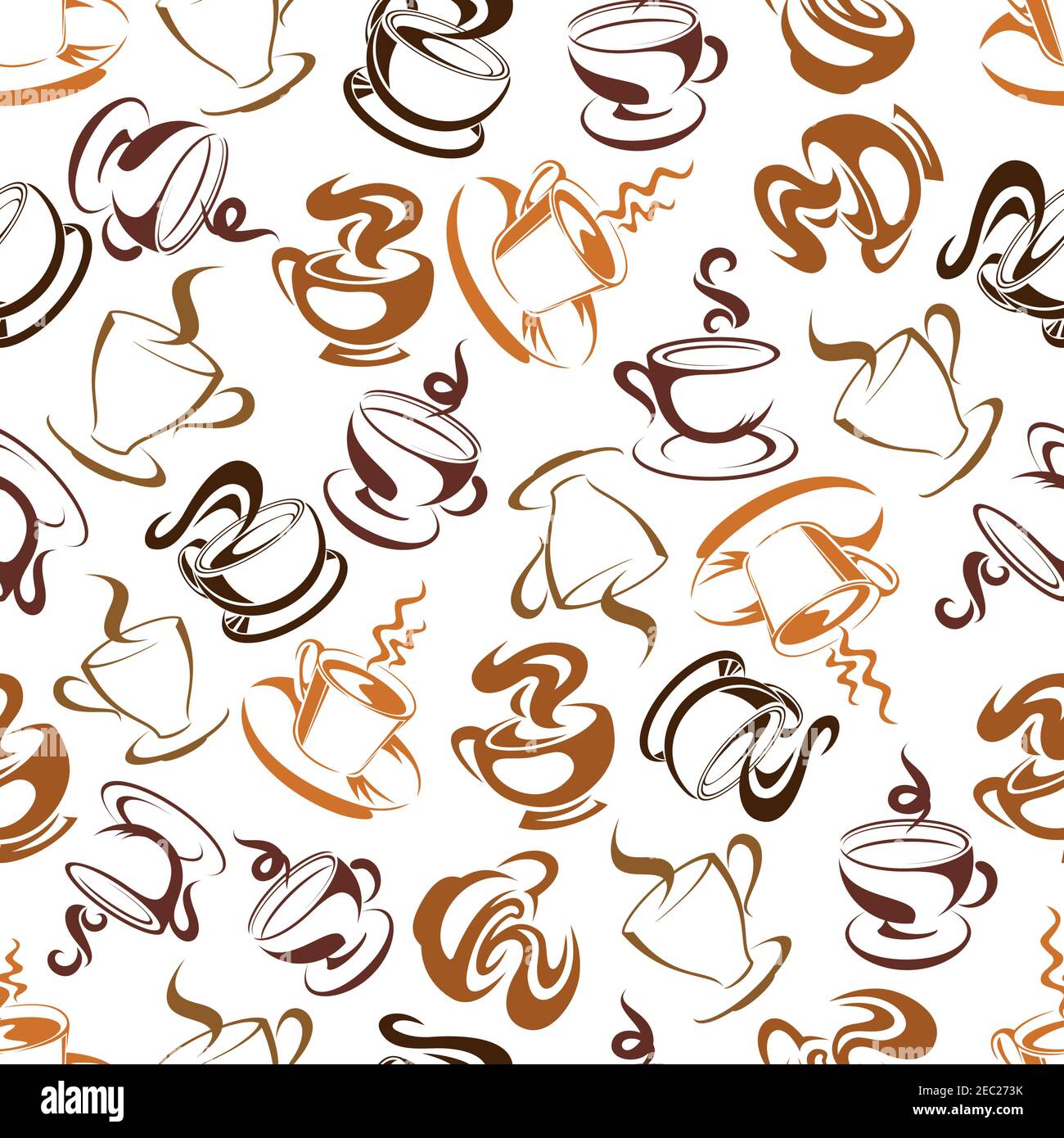 Retro seamless coffee drinks background in brown colors for coffee shop ...