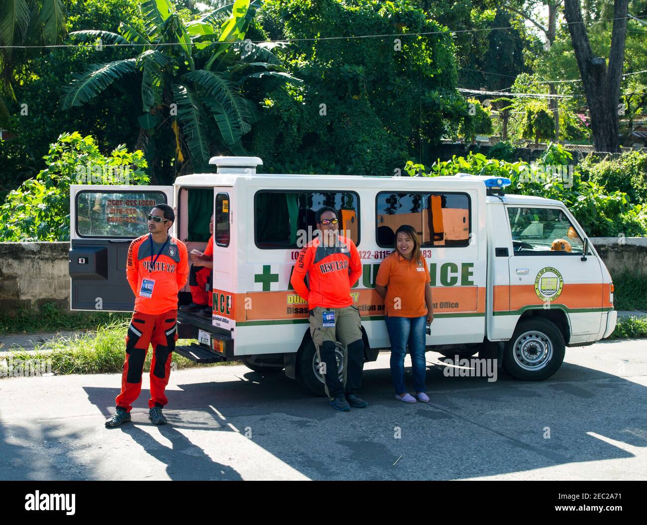 16 Sep 2017, Dumaguete, Philippines - ambulance cab with doctors team ...