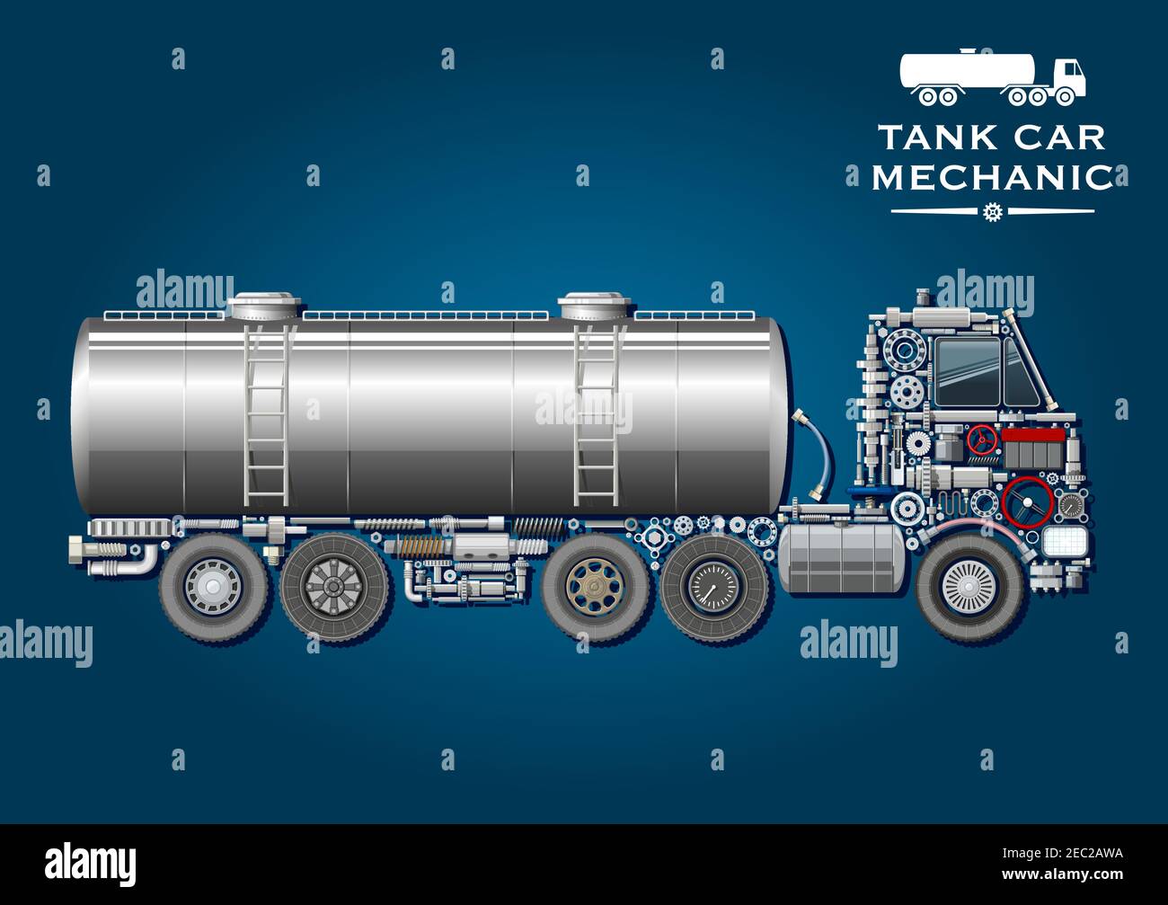 Modern tank truck symbol with fuel tanker provided with two ladder and ...