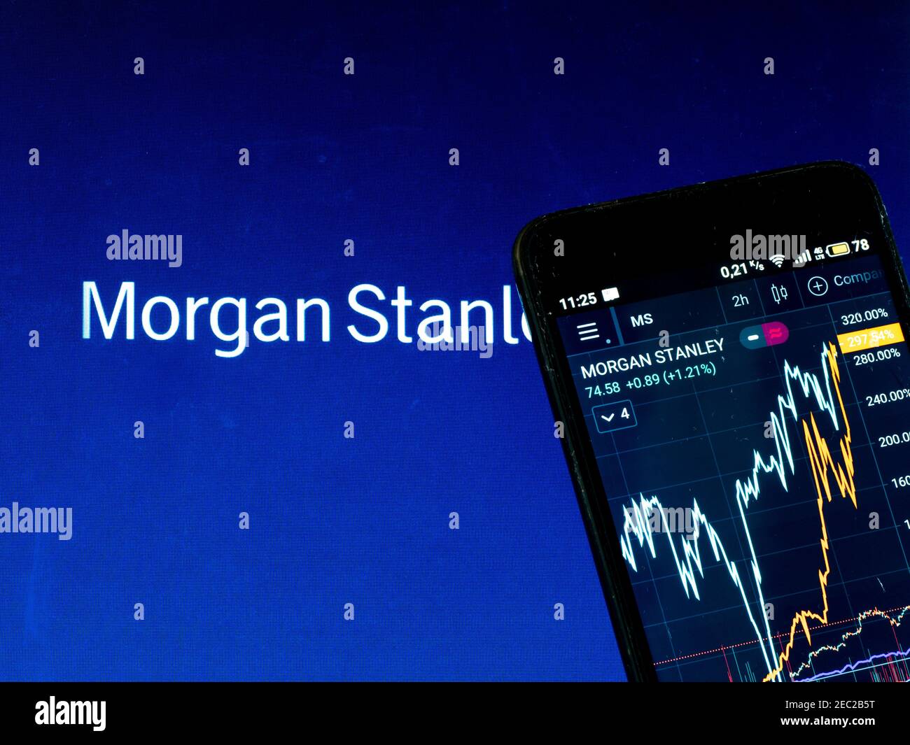 In this photo illustration the stock market information of Morgan ...