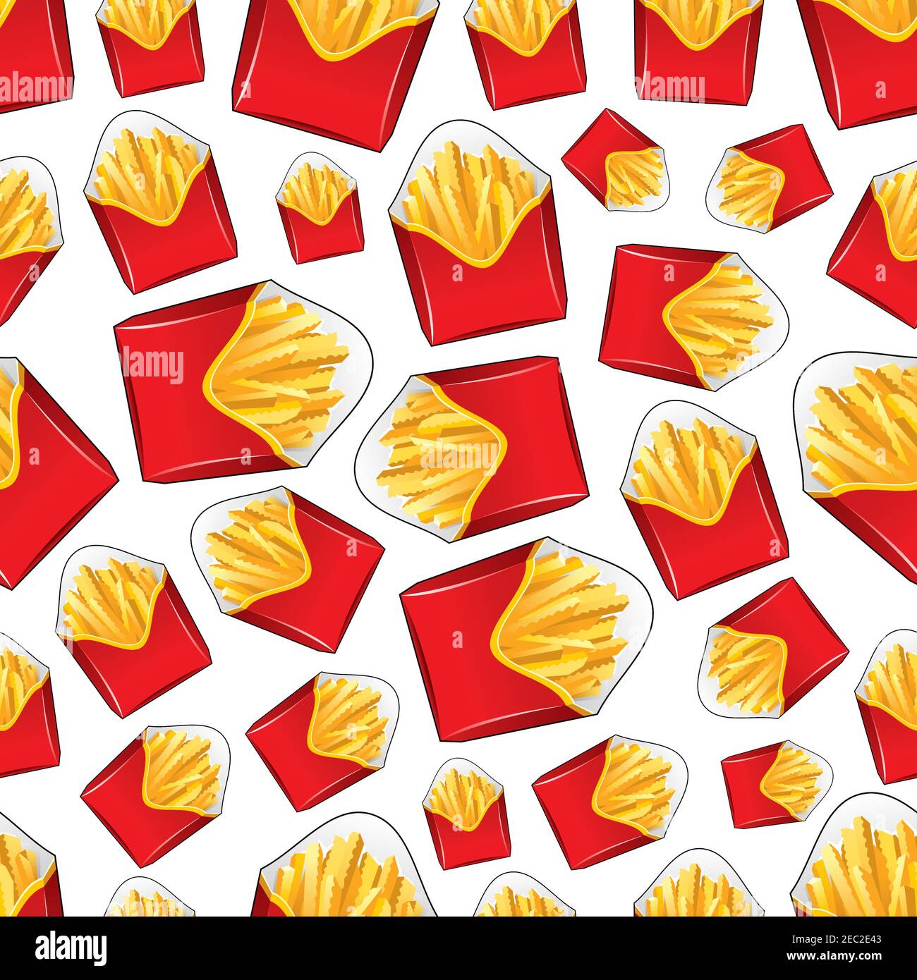 Takeaway red paper boxes of french fries seamless pattern with crunchy ...
