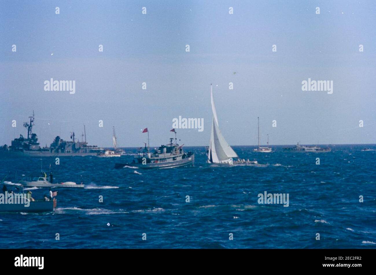 President Kennedy watches the 4th Americau0027s Cup Race. Spectator ...