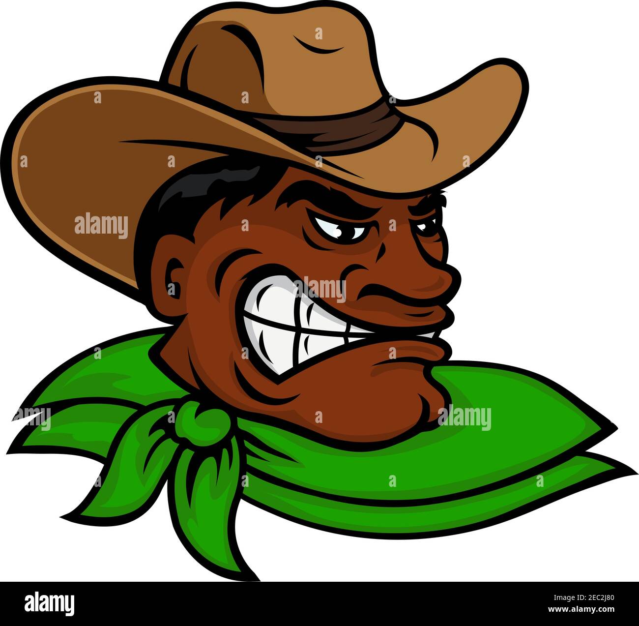 Brutal cartoon western rodeo cowboy or rancher character with angry ...