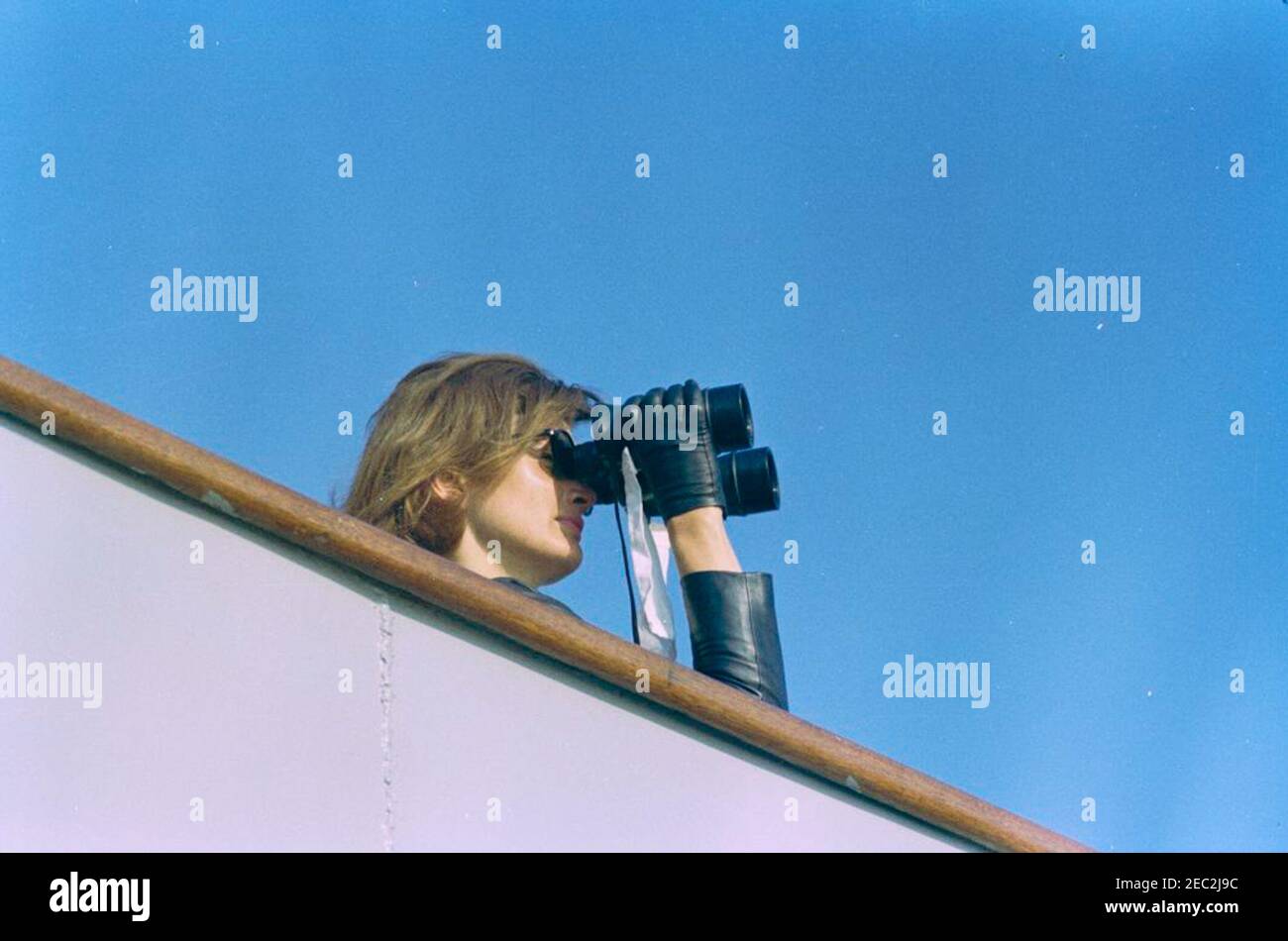 President Kennedy watches the 4th Americau0027s Cup Race. First Lady ...