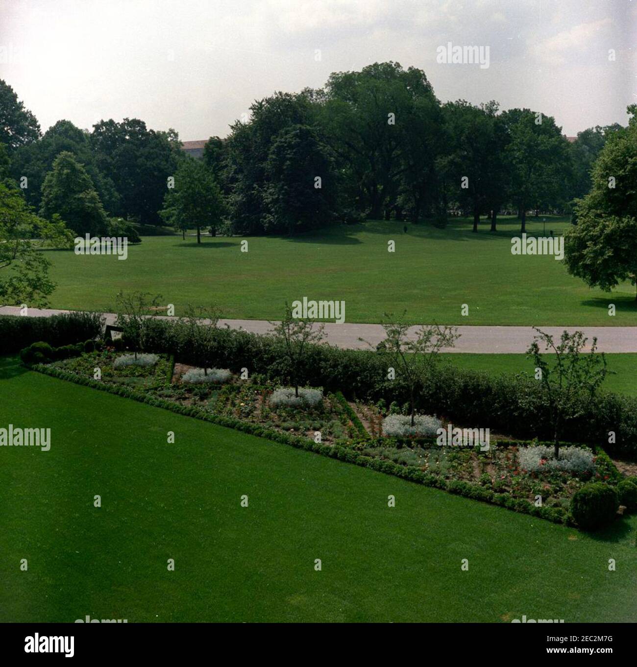 Rose Garden. View of the Rose Garden, with the South Lawn and driveway ...