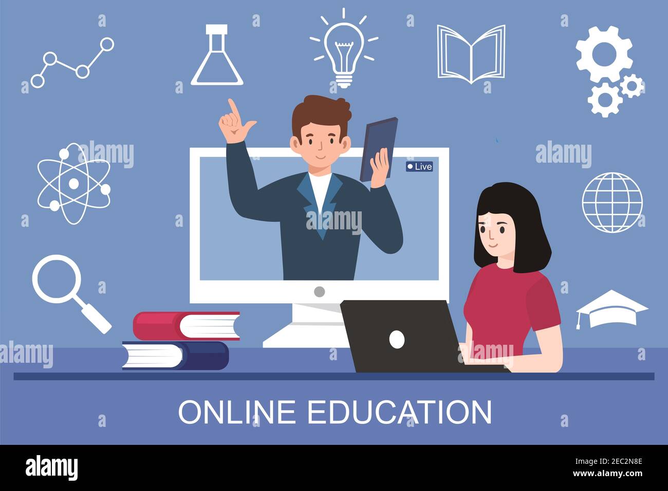 Class video call on laptop - online education due to the covid-19 ...