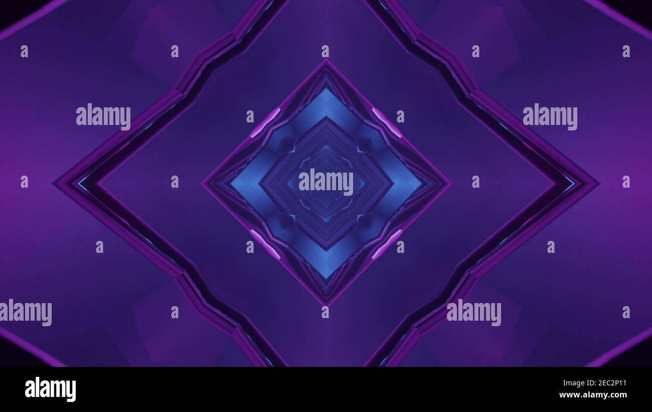 Violet rhombus design with neon lines 3D illustration Stock Photo - Alamy