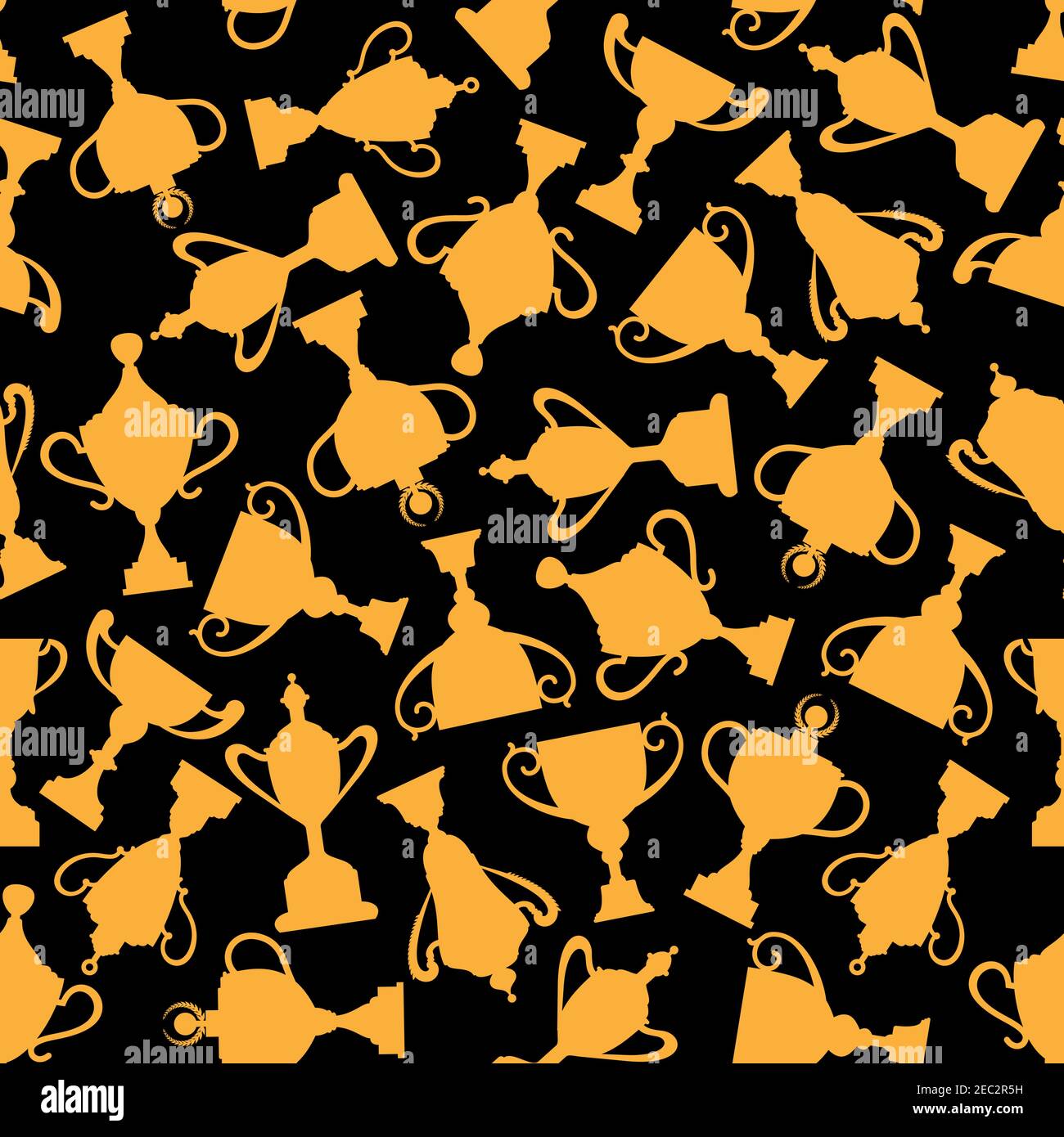 Golden awards seamless pattern on black background with gold trophy ...