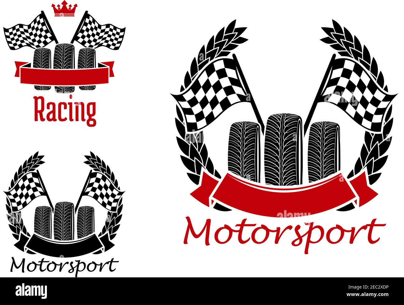 Motorcycle racing, motocross, rally and auto racing symbols for ...