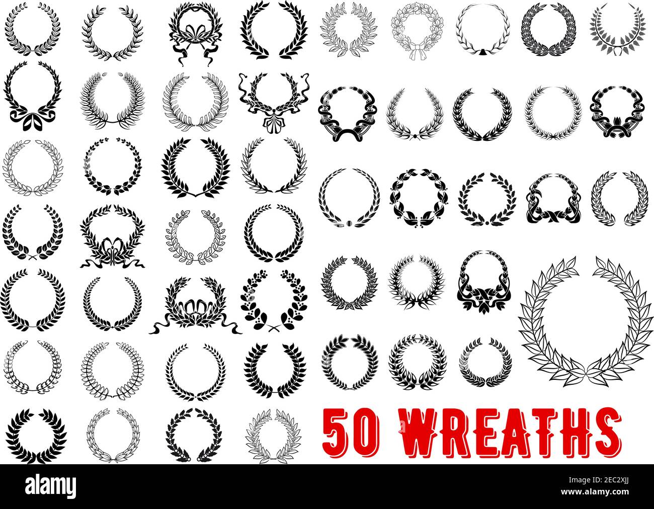 Vintage wreaths heraldic design elements with floral frames made up of ...