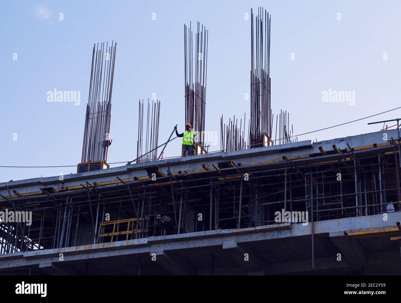 05 Aug 2017, Dumaguete, Philippines: Construction site of tall modern ...