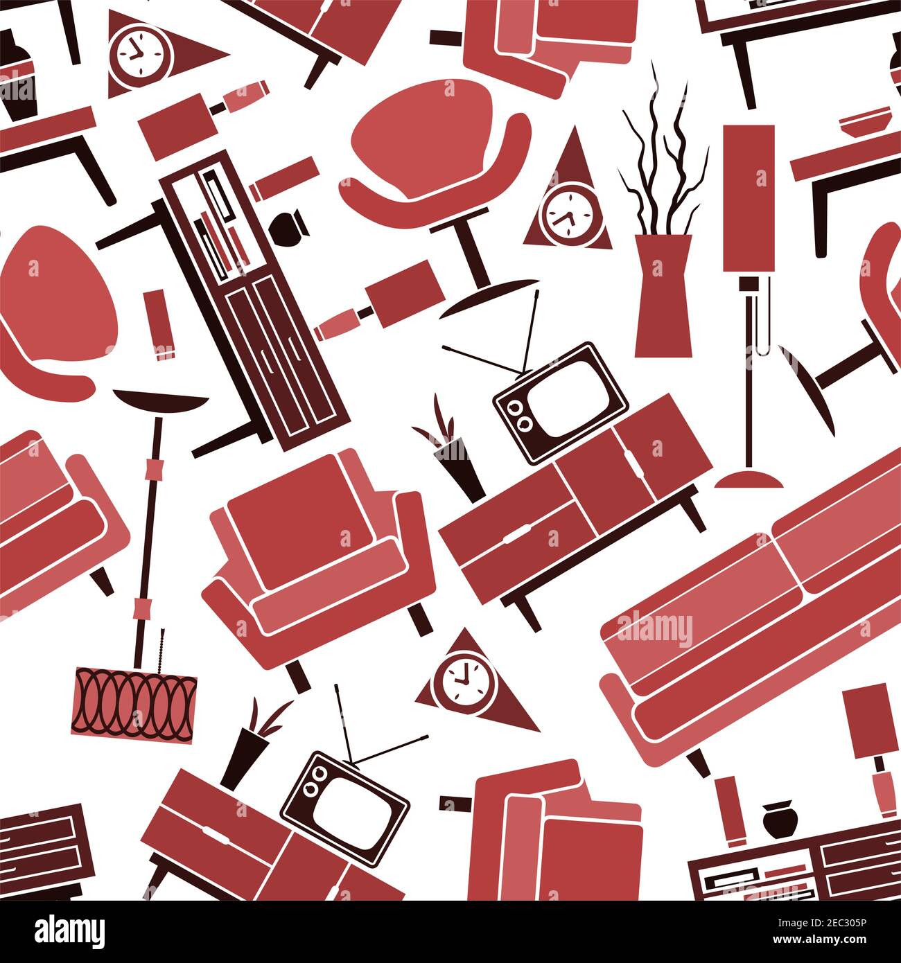 Retro stylized living room interior background for real estate or hotel ...