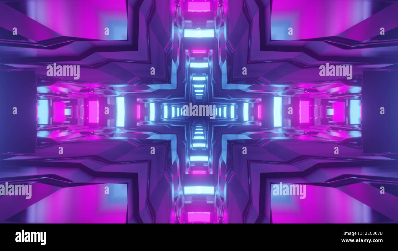 3D illustration of vivid neon corridor Stock Photo - Alamy