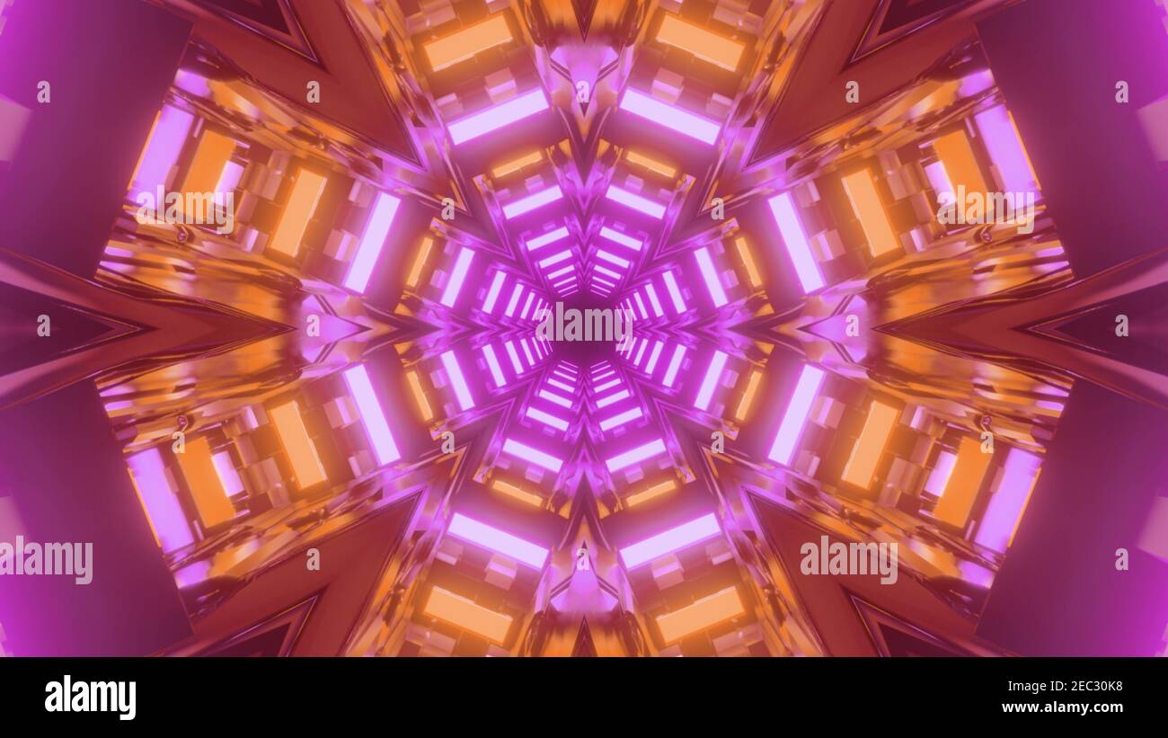 3D illustration of tunnel with geometric shapes Stock Photo - Alamy