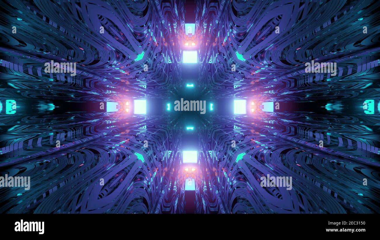 3D illustration of cross shaped glowing corridor Stock Photo - Alamy