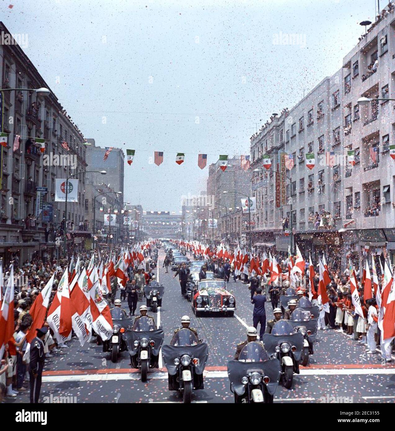 Trip to Mexico: Motorcade with President Kennedy, First Lady Jacqueline ...