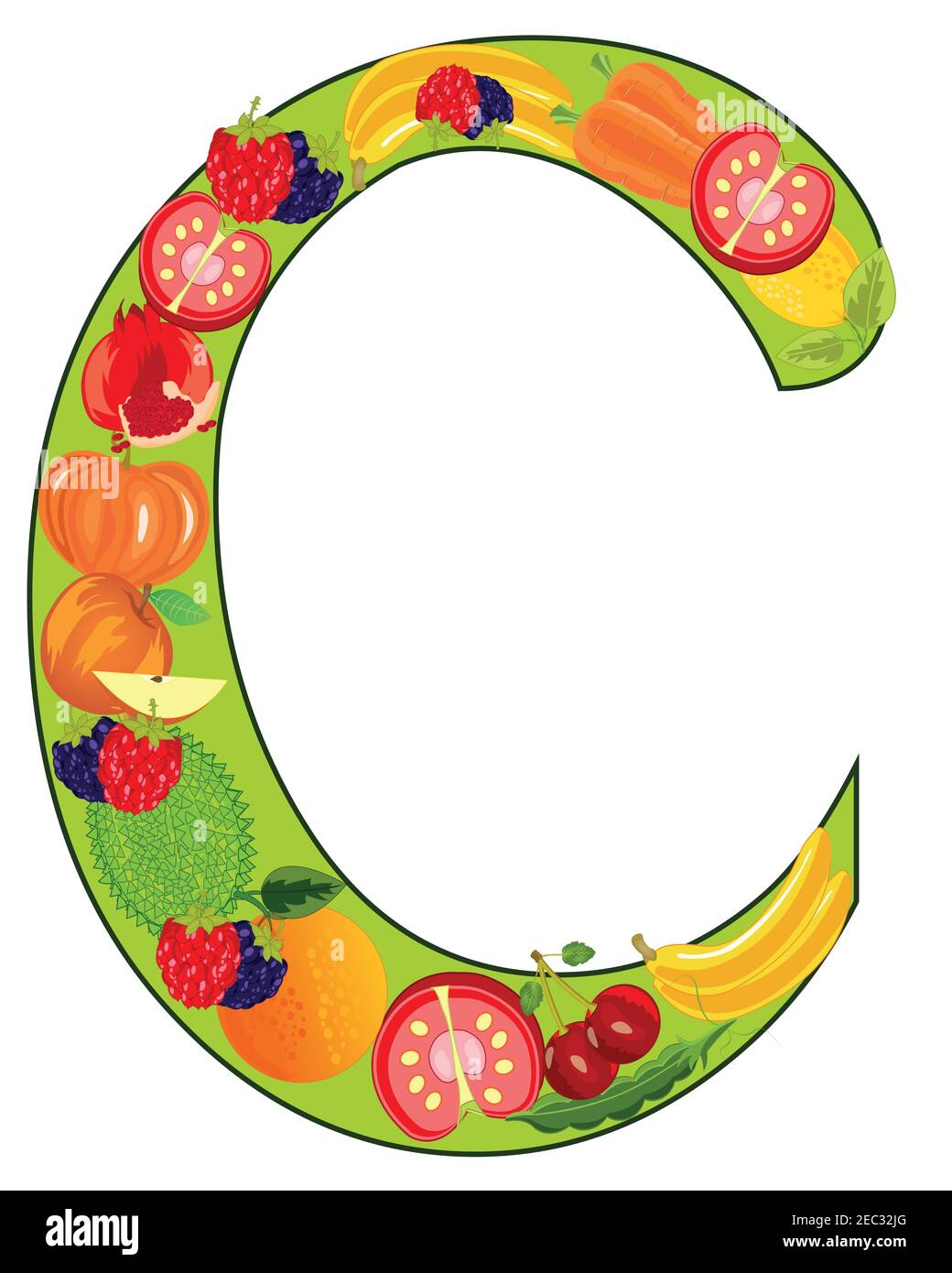 Fruits vegetables alphabet letter vector hi-res stock photography and ...