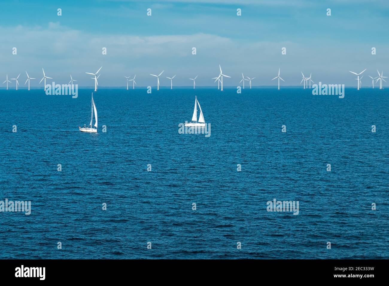 Offshore wind turbines generator farm for renewable sustainable and ...