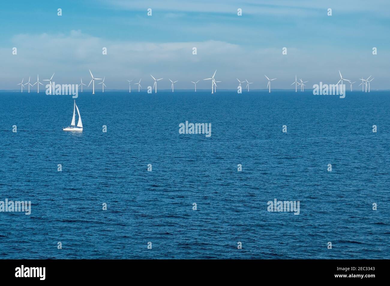 Offshore wind turbines generator farm for renewable sustainable and ...