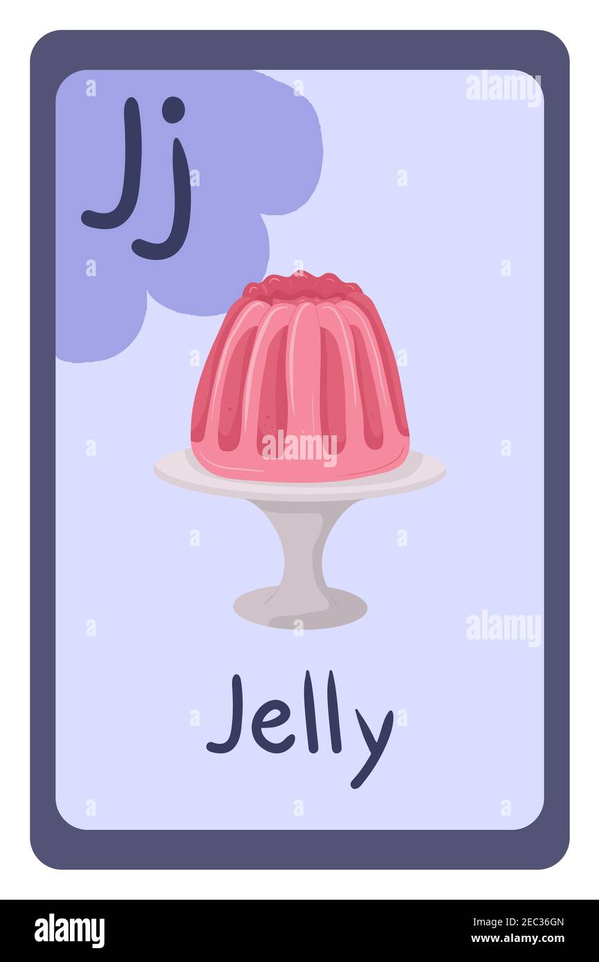 Abc food education flash card, Letter J - jelly. Cartoon design ...