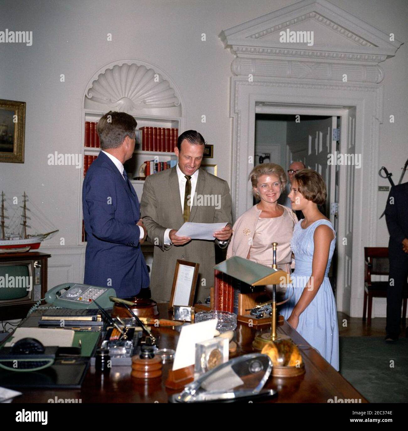 Visit of Stan Musial, Major League Baseball (MLB) player for the St ...