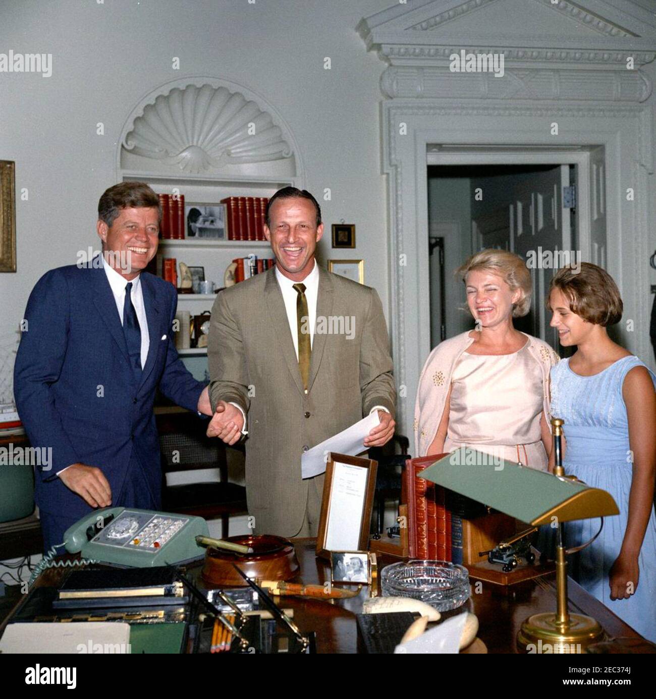 Visit of Stan Musial, Major League Baseball (MLB) player for the St ...