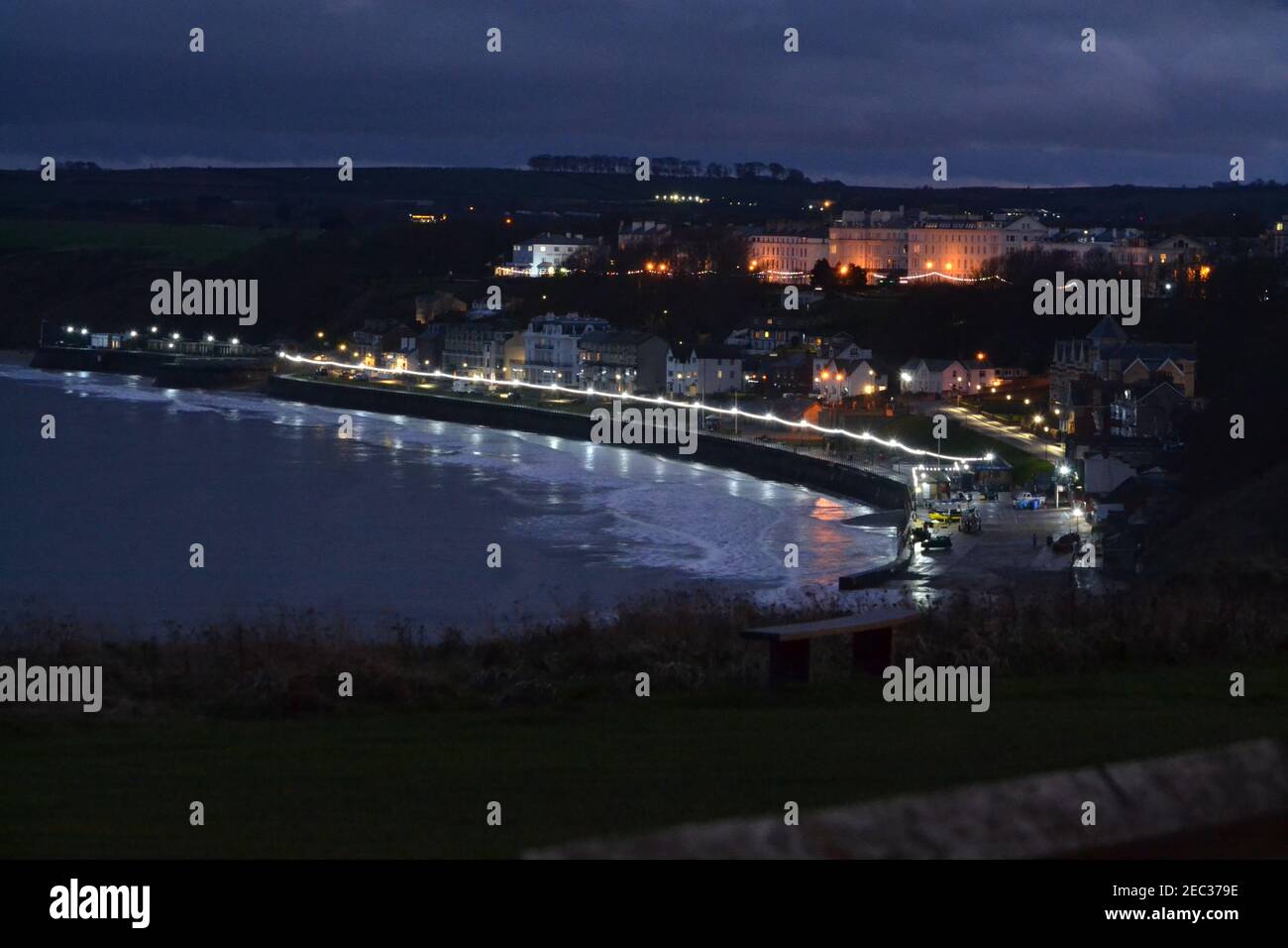 Filey At Dusk - Across Filey Bay From Country Park / Brigg - Yorkshire ...