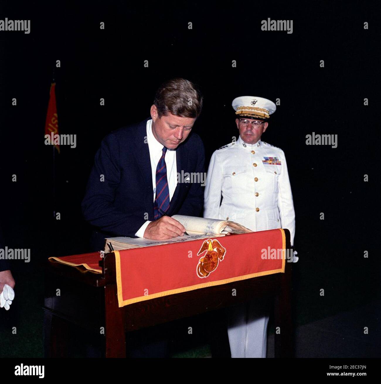 President Kennedy views the Marine Corpsu0027 Evening Parade, at the ...