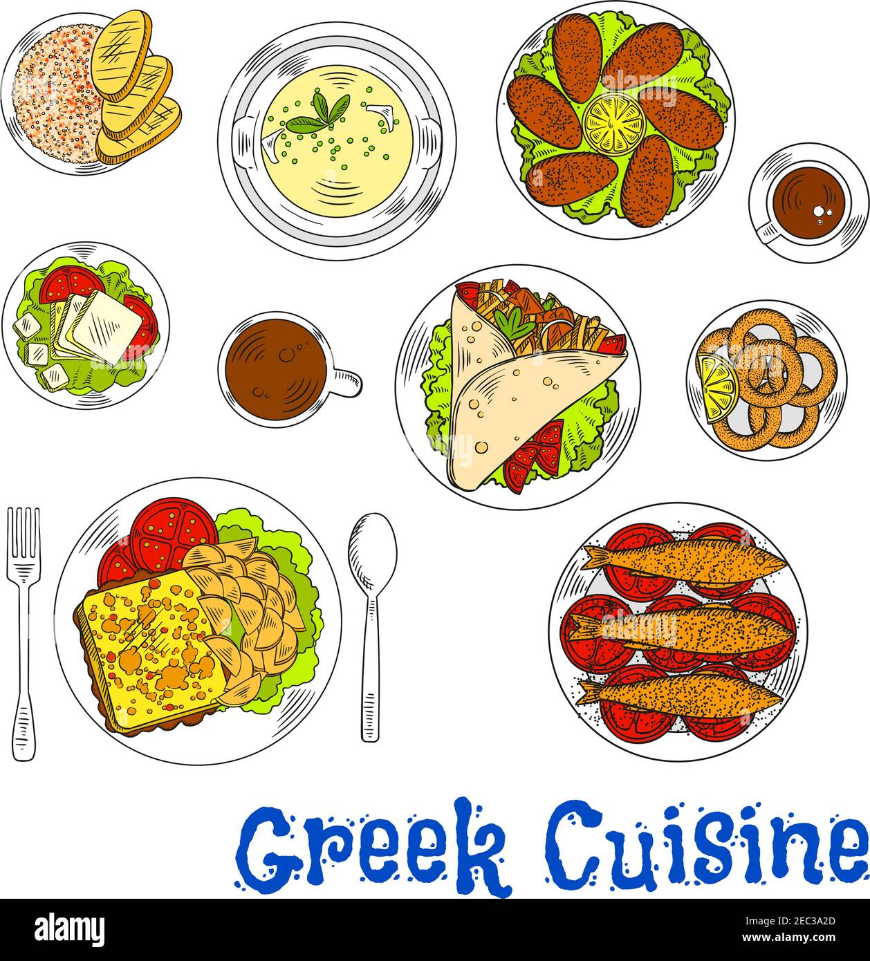 Greek chicken salad pita Stock Vector Images - Alamy