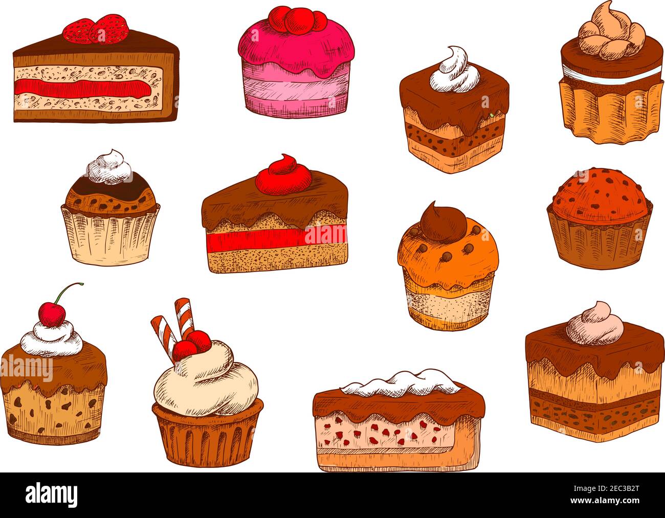 Chocolate and fruity tiered cakes, petits fours and mini cakes ...