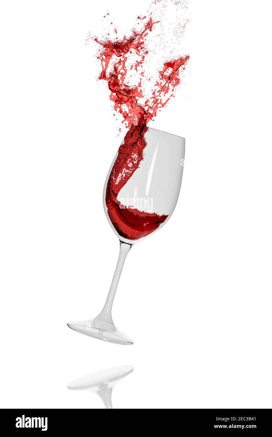 Wine Splash, Glass falling with wine splashing, Liquid Motion. 3D ...