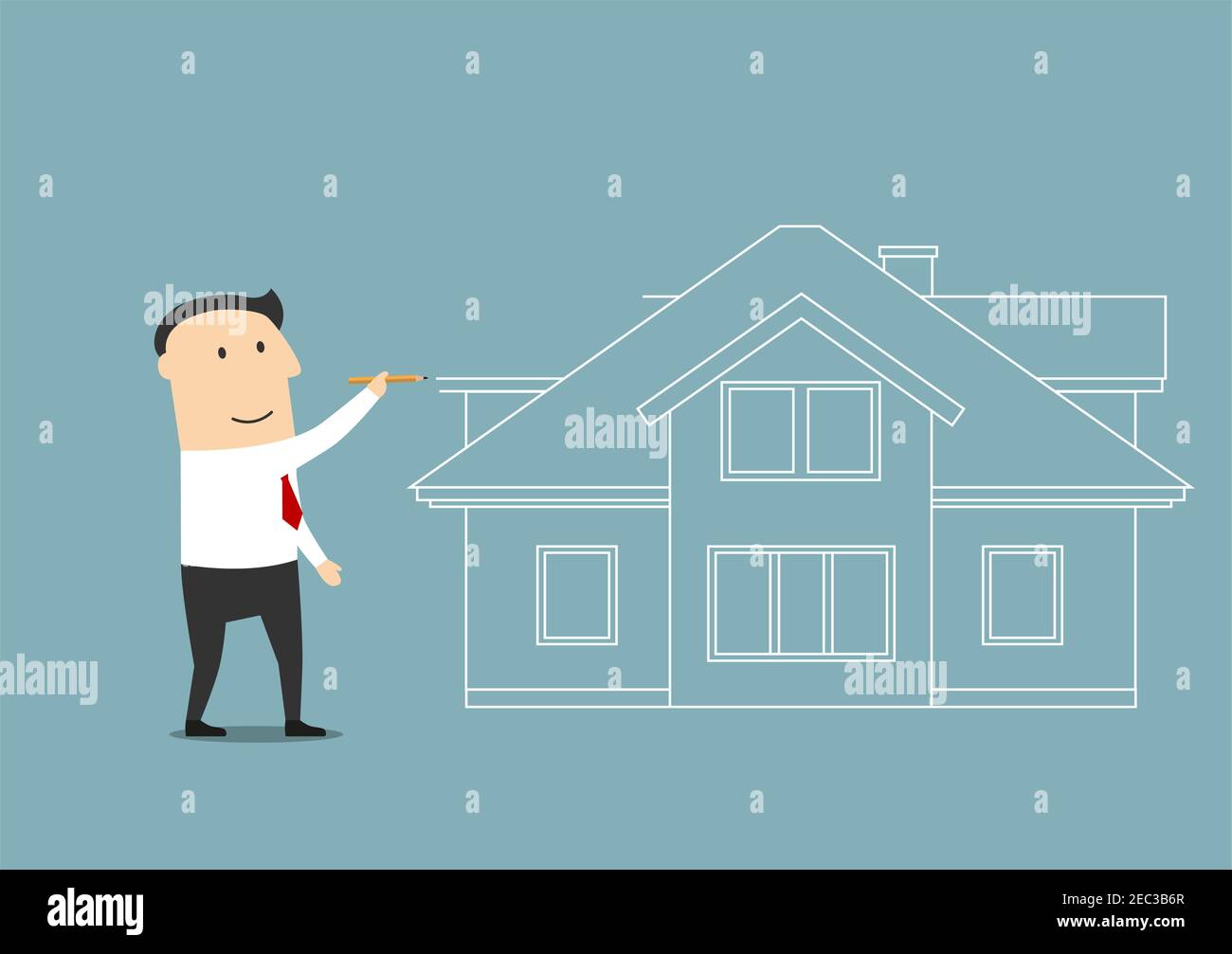 Cartoon businessman is planning to buy a home in the near future ...