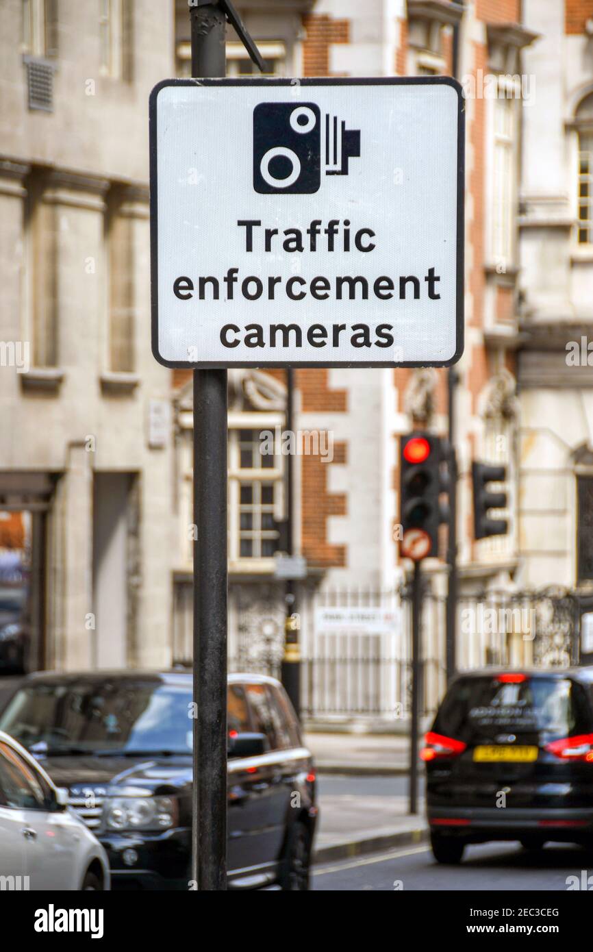 London, England - June 2018: Road sign in a central London street ...