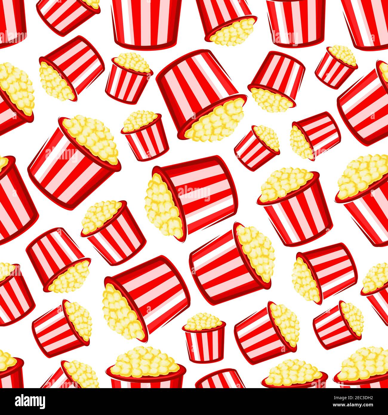 Takeaway popcorn background with cartoon seamless pattern of red and ...