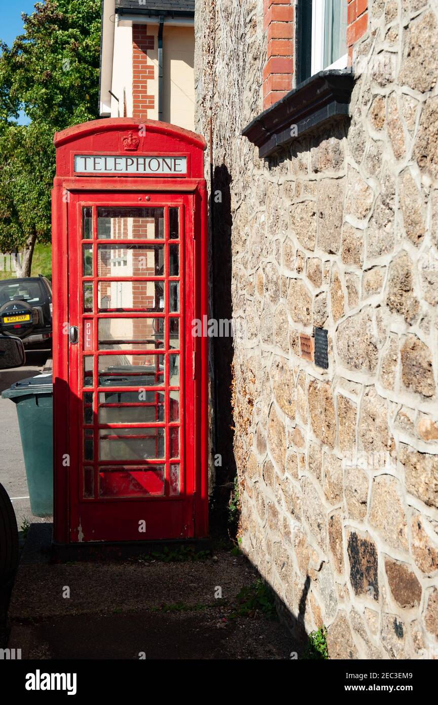 Traditional Red BT Telephone Box - Dartmoor, Devon Stock Photo - Alamy