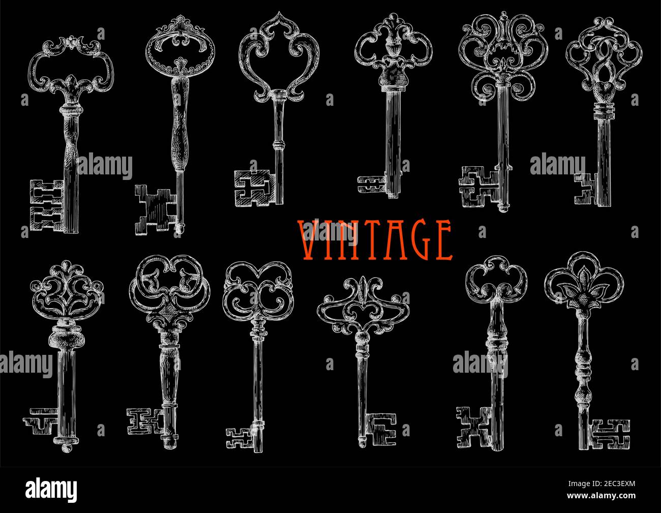 Old key drawing chalkboard Stock Vector Images - Alamy