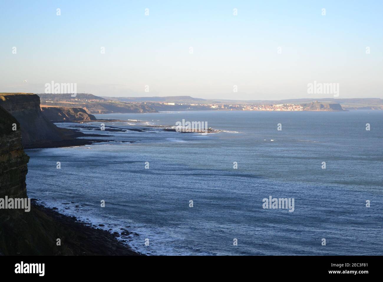 Filey Looking Towards Scarborough - Land And Sea - Blue North Sea ...