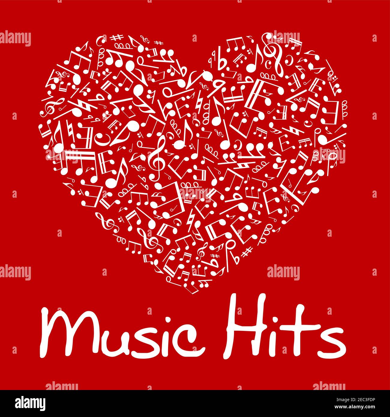 Love music concept design of vibrant red and white musical heart ...