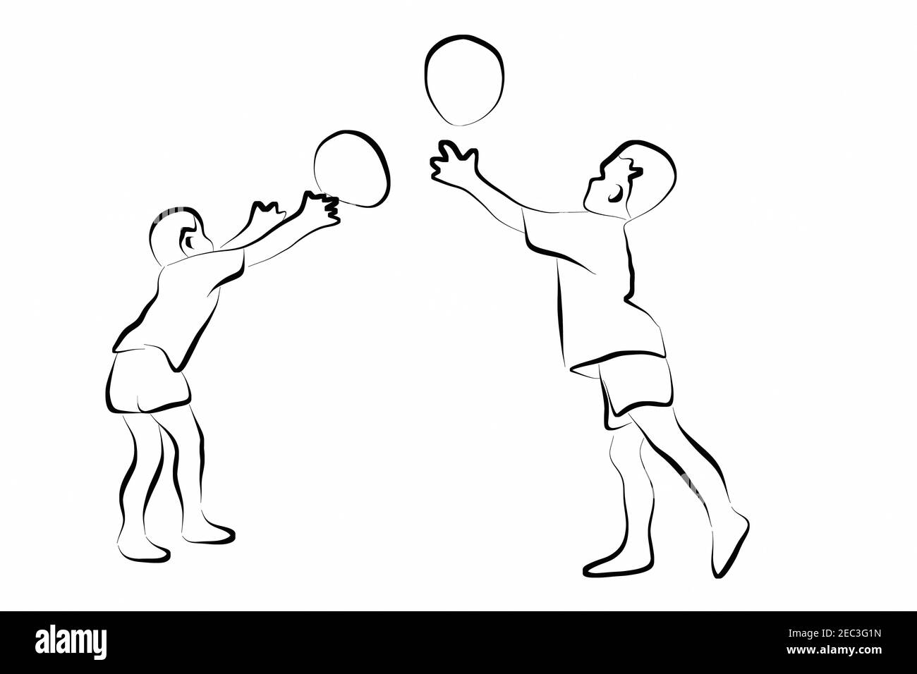 Children Playing Outline