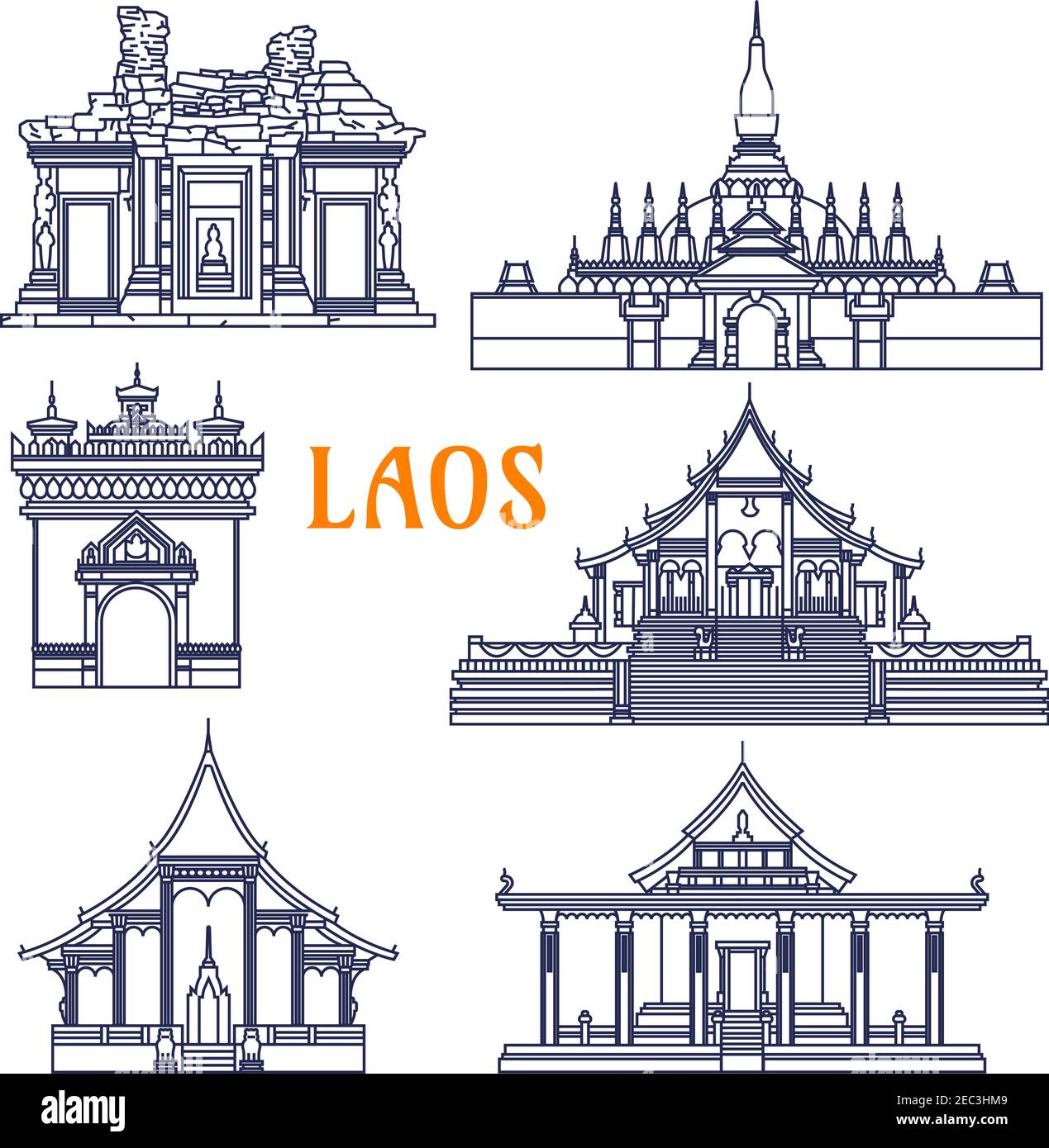 Monk pha that luang laos Stock Vector Images - Alamy
