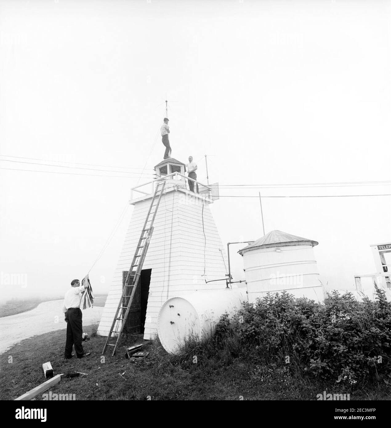 American flag installation Black and White Stock Photos & Images - Alamy