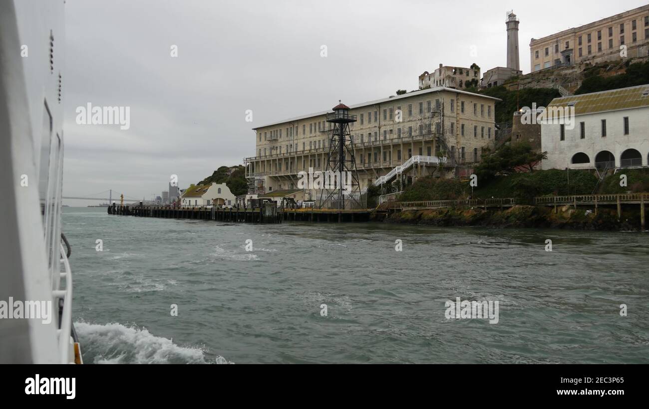 Alcatraz island in San Francisco Bay, California USA. Federal prison ...