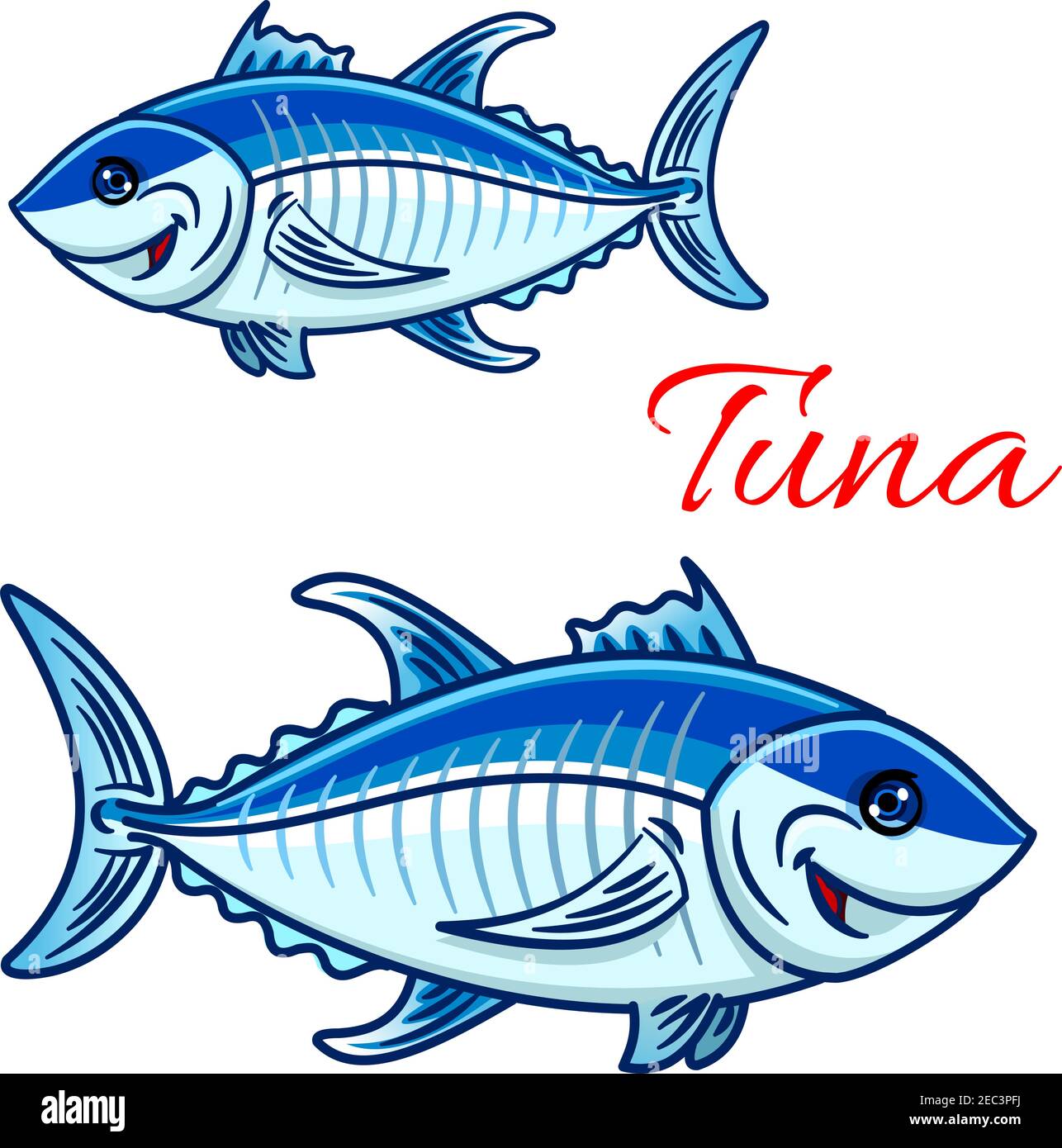 Cartoon atlantic bluefin tuna characters. For aquarium zoo or sporting ...