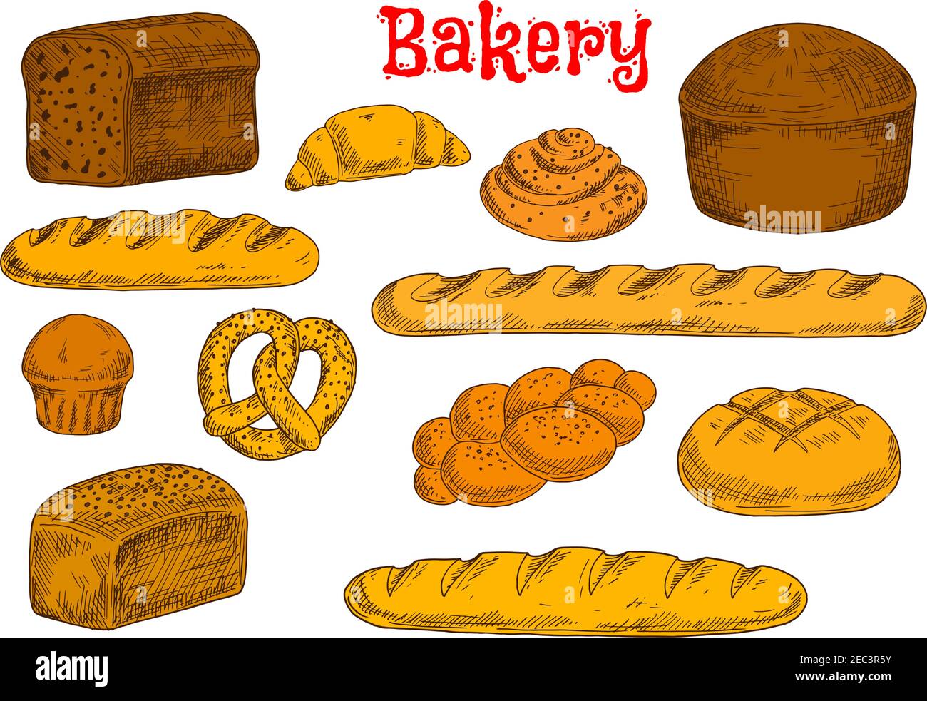 Different Kinds Of Bread Buns Clipart